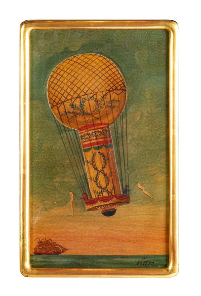 Trotin Hector 1894 "Le Vallois L'aero Montgolfier " Oil on paper on Bo ...