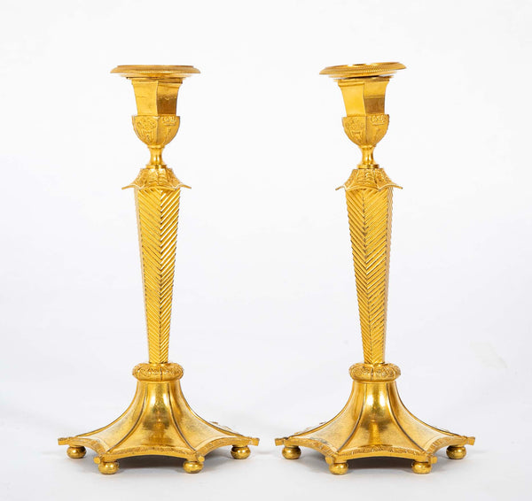 Pair of Early 19th Century Russian Neoclassical Gilt Candlesticks ...