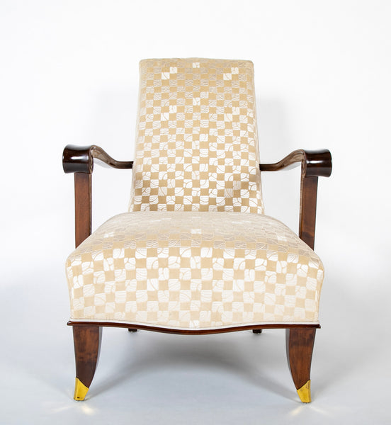 Pair of French Mahogany Upholstered Armchairs with Bronze Sabots ...
