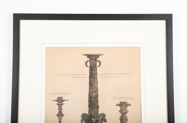 Neoclassical Etching of Roman Candelabra by Giovanni Battista Piranesi ...